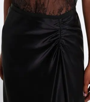 SIR. Ingrid Lace-trimmed Satin Midi Skirt