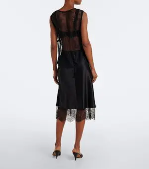 SIR. Ingrid Lace-trimmed Satin Midi Skirt