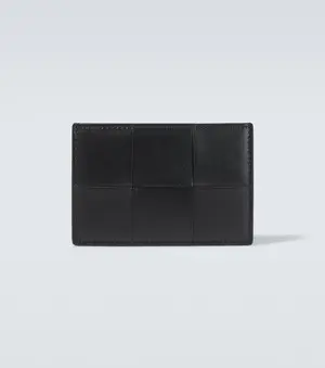 Bottega Veneta Intreccio Leather Card Holder - Black