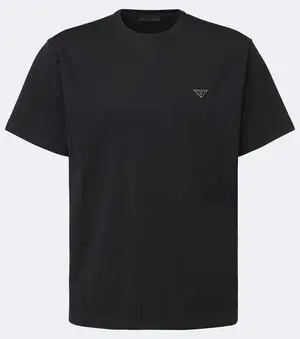 Prada Logo Cotton Jersey T-shirt - Black