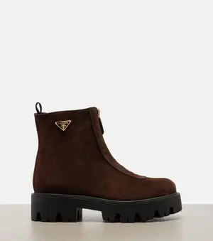 Prada Suede Platform Ankle Boots