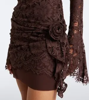 DE LA VALI Lace Mini Dress - Brown