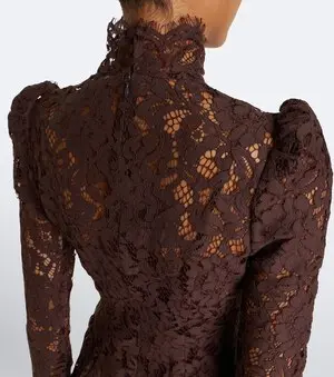 DE LA VALI Lace Mini Dress - Brown