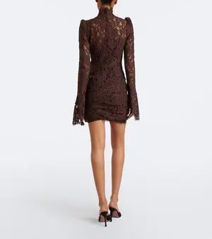 DE LA VALI Lace Mini Dress - Brown