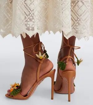 AQUAZZURA Birdsong Raffia Lace-up Sandals