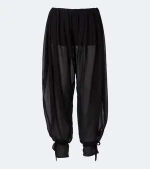 DE LA VALI Ines Chiffon Balloon Pants - Black