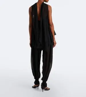 DE LA VALI Ines Chiffon Balloon Pants - Black