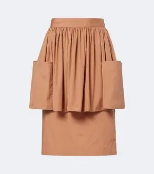 Chloé Layered Cotton Gabardine Midi Skirt - Brown
