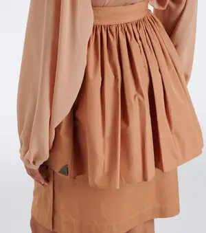 Chloé Layered Cotton Gabardine Midi Skirt - Brown