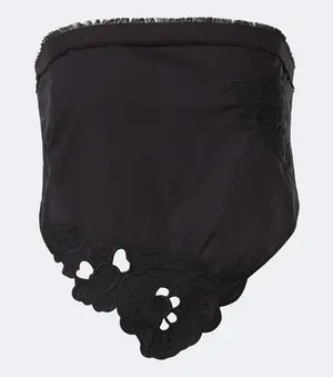 SIR. Klara Embroidered Cotton Scarf - Black