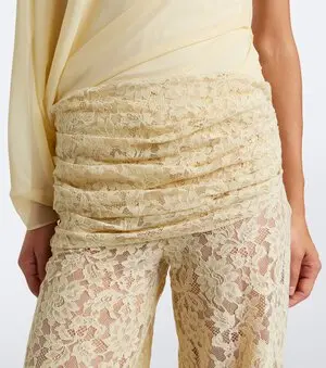 DE LA VALI Rocio Cotton-blend Lace Wide-leg Pants - Beige