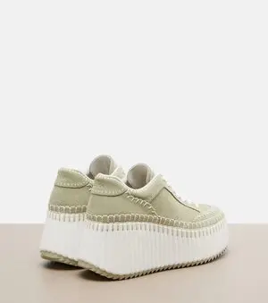 Chloé Nama Suede Platform Sneakers - Green