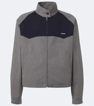 Miu Miu Gingham Check Cotton Zip-up Jacket