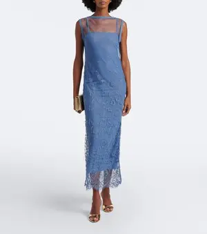 SIR. Leif Embroidered Mesh Maxi Dress