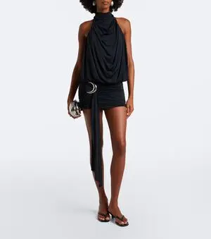 DE LA VALI Vida Draped Jersey Mini Dress - Black