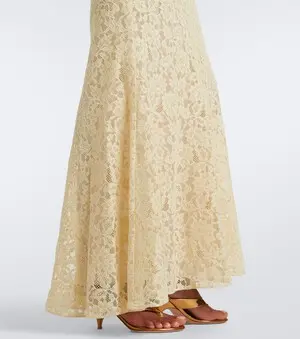 DE LA VALI Laia Lace Maxi Dress With Cutout Detail - Yellow
