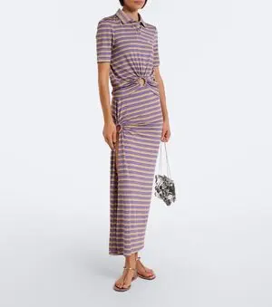 Rabanne Cutout Gathered Striped Crepe Polo - Multicoloured