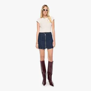 MOTHER The Racer Vagabond Mini Fray Skirt - Blue