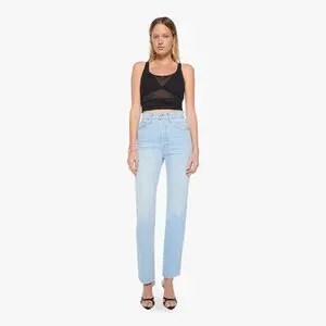 MOTHER The Tippy Top Utensil Sneak Dots High-waisted Jeans - Light Blue
