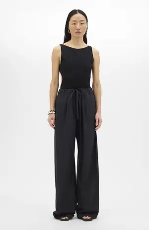 Another Tomorrow Sleeveless Cut-out Tank - Black