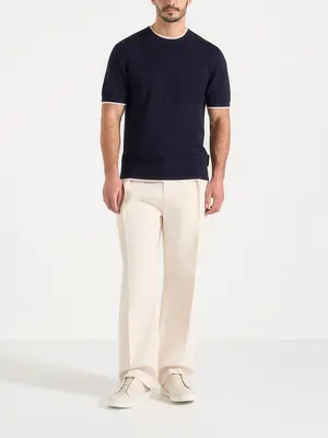 Manière De Voir Wyatt Contrast Knit T Shirt - Navy