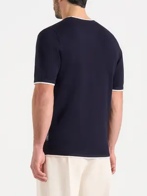 Manière De Voir Wyatt Contrast Knit T Shirt - Navy