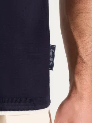 Manière De Voir Wyatt Contrast Knit T Shirt - Navy