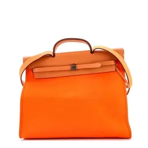 Hermès Herbag Zip Leather And Toile 39 - Feu
