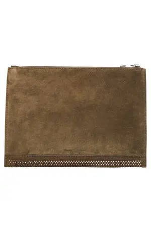 Proenza Schouler Stripe Zip Leather Pouch - Olive