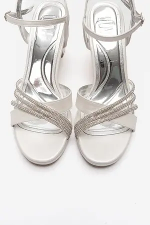 PROLOGUE SHOES Jarena Block Heel Ankle Strap Sandal - Ivory