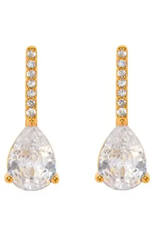 GIRLS CREW Pavé Cubic Zirconia Pear Drop Earrings In 18k -plated Brass - Gold