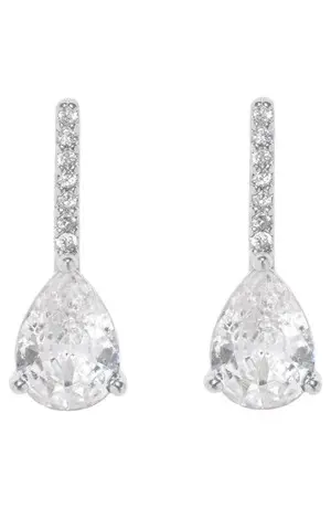 GIRLS CREW Pear Drop Earrings With Pavé Cubic Zirconia - Silver