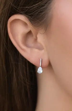 GIRLS CREW Pear Drop Earrings With Pavé Cubic Zirconia - Silver