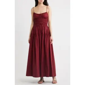 DÔEN Safia Organic Cotton Maxi Dress - Deep Ruby