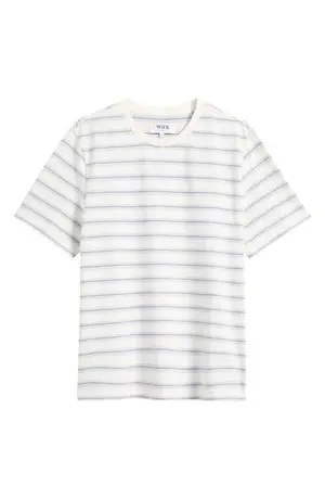 WAX LONDON Dean Stripe Organic Cotton T-shirt - Ecru/blue