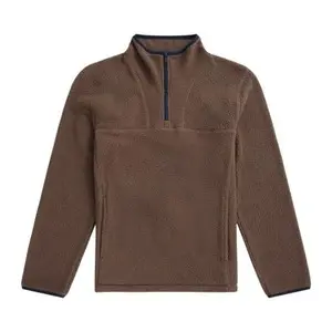 ANIMAL Alfie Contrast Detail Borg Half Zip Fleece Top - Brown