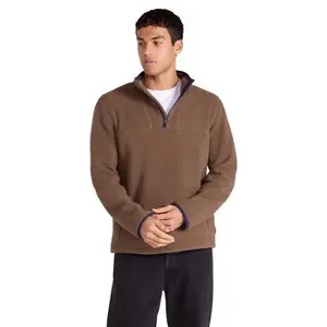 ANIMAL Alfie Contrast Detail Borg Half Zip Fleece Top - Brown