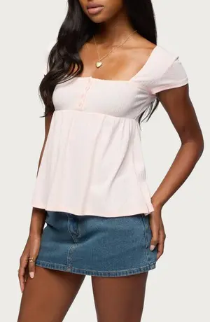 EDIKTED Bette Pointelle Babydoll Top