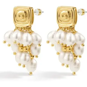 LUV AJ Seychelles Imitation Pearl Statement Earrings - Gold