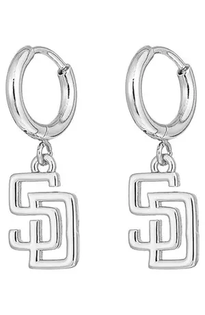 LUV AJ X The Mlb San Diego Padres Logo Charm Hoop Earrings - Silver