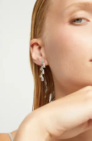 UNODE50 Long Earrings Plated In Embossed Sterling