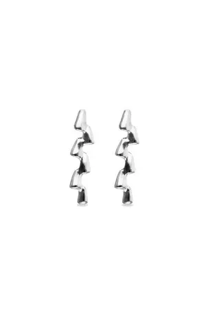 UNODE50 Long Earrings Plated In Embossed Sterling