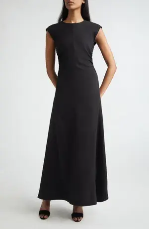 St. John Mira Stretch Linen Blend Twill Dress - Black