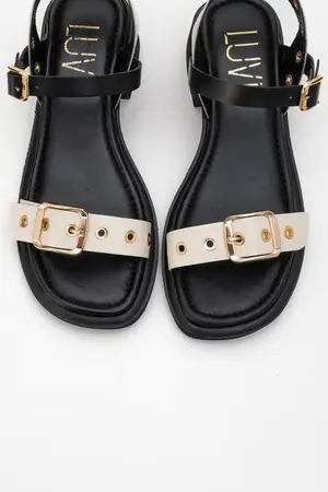 FOREVER & ALWAYS SHOES Rabel" Leather Block Heel Sandal