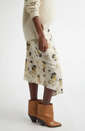 Isabel Marant Étoile Faniry Floral Asymmetrical Stretch Silk Midi Skirt