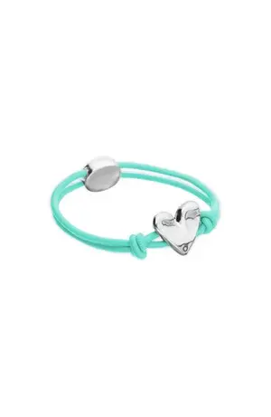 UNODE50 Turquoise Elastic Thread Bracelet With Sterling -plated Heart
