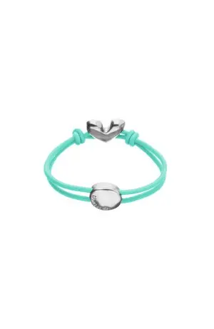 UNODE50 Turquoise Elastic Thread Bracelet With Sterling -plated Heart
