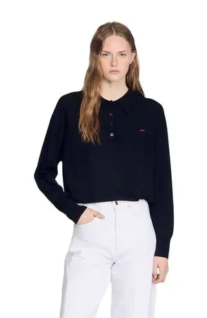 Sandro Wool Polo Shirt With Logo