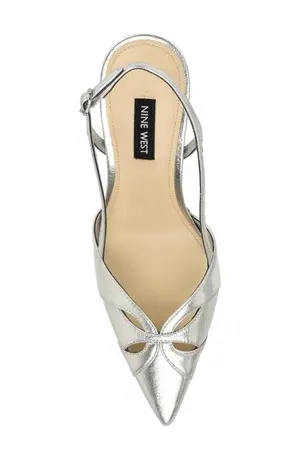 Nine West Darella Pointed Toe Slingback Pump - Silver