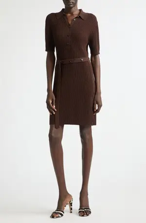 FERRAGAMO Rib Polo Dress - Expresso